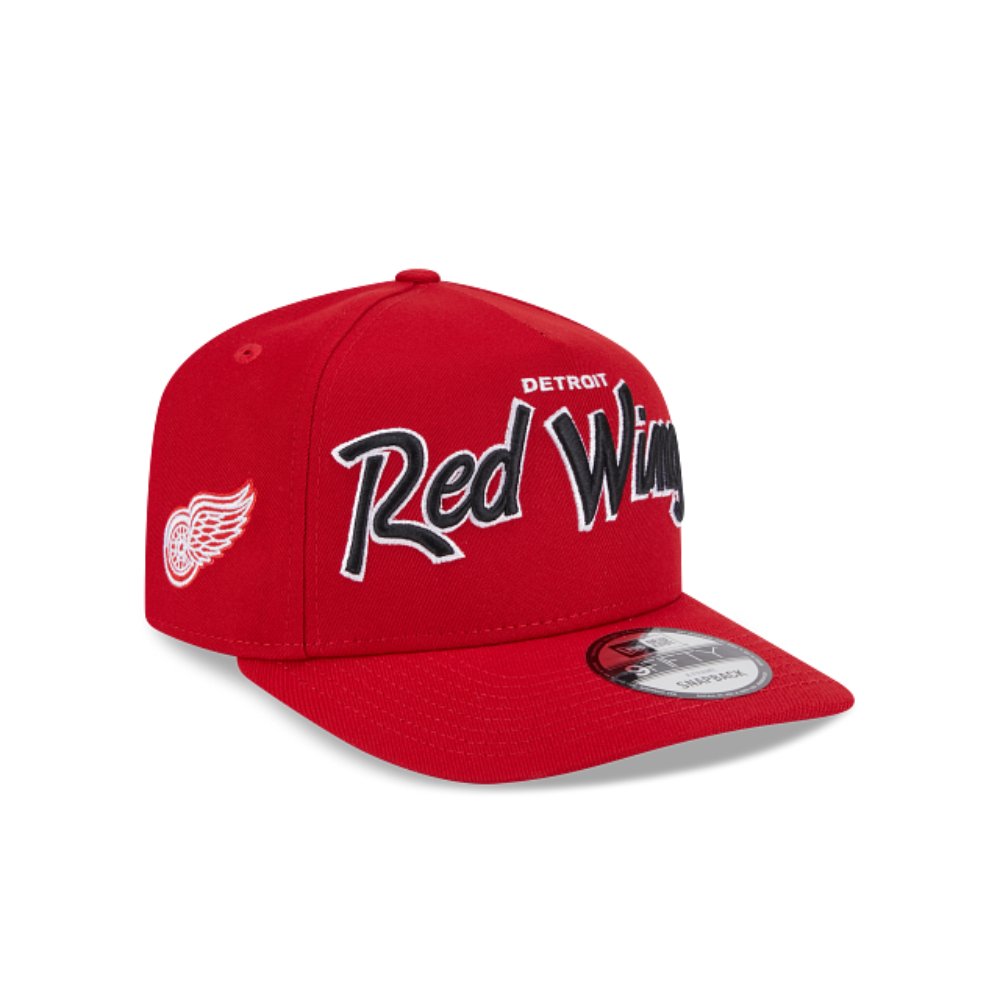 DETROIT RED WINGS 9FIFTY A-FRAME NEW ERA NHL RED SCRIPT SNAPBACK HAT ...
